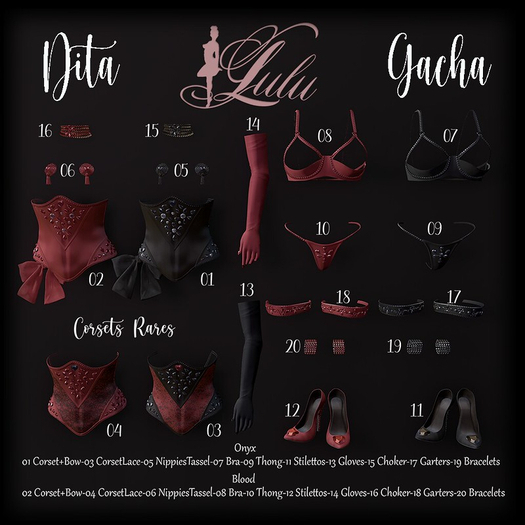 Second Life Marketplace 01 Lulu Dita Corset Onyx Rare